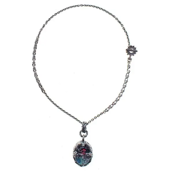 GEM KINGDOM Necklace Through The Looking Glass Ram - Silver
