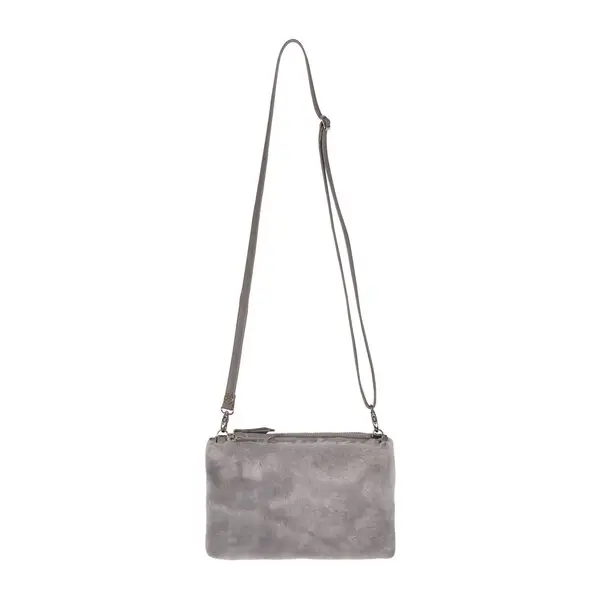 OWEN BARRY Sheepskin Crossbody Clutch Silver Grenn - Grey