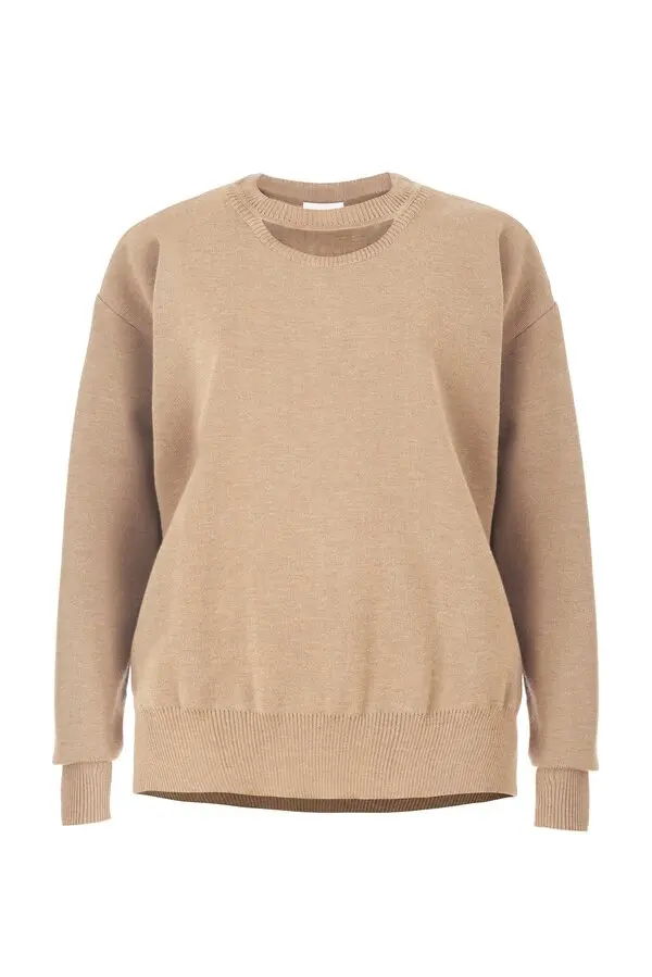 SALANIDA Neutrals Rotondo 100% Merino Wool Jumper - Beige