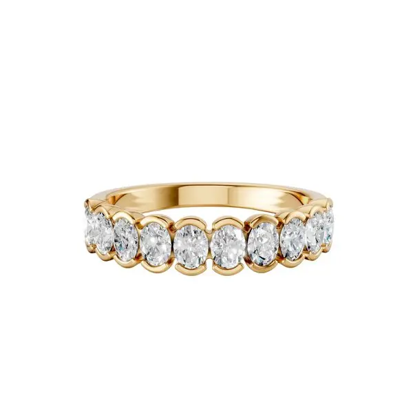 AYA FINE JEWELRY Oval Lab Grown Diamond Stackable Half Eternity Band Ring In 14k Gold