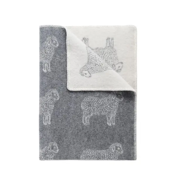 J.J.Textile Sheep Small Wool Blanket - Grey