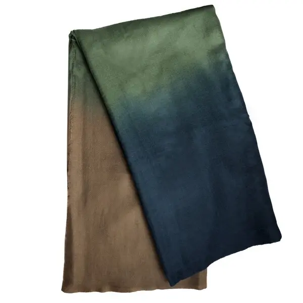 BABS BOUTIQUE NYC Blue / Green / Neutrals Cashmere Shawl Beige Green Blue Ombre - Blue/green