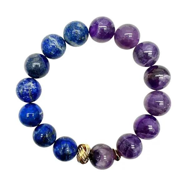 FARRA Amethyst And Lapis Chunky Bracelet - Blue