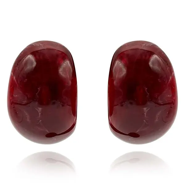 MICHAEL NASH JEWELRY Merrie Ruby-burgundy Marbled Resin Semi Hoop Clip On Earrings - Red