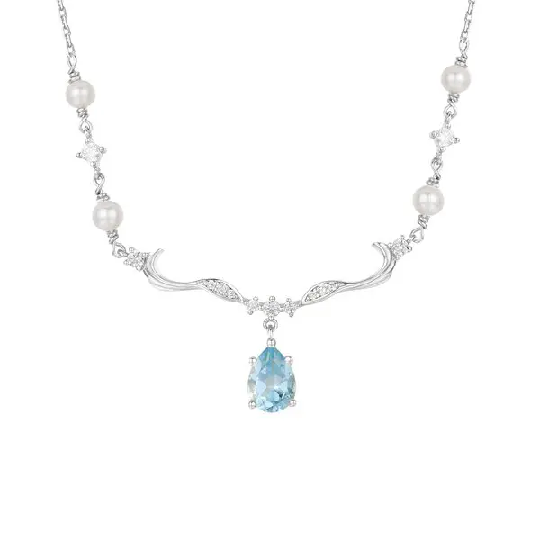 AZURA JEWELRY NEW YORK Seabreeze Serenity Blue Topaz Necklace White Gold - Silver