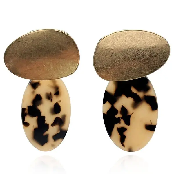 MICHAEL NASH JEWELRY Chiara Worn Gold And Tortoise Pierced Resin Drop Earrings - Brown