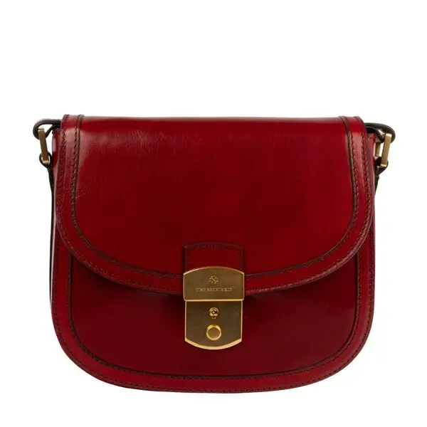 TIME RESISTANCE Leather Saddle Bag Secrets - Red