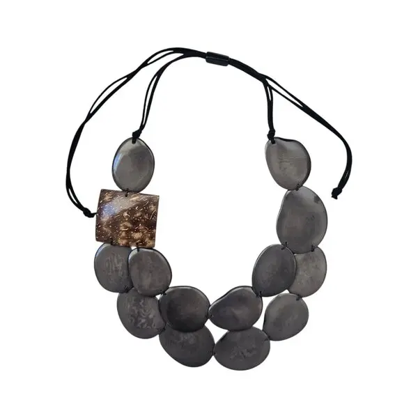 SHAMUK Tagua And Coconut Necklace - Grey