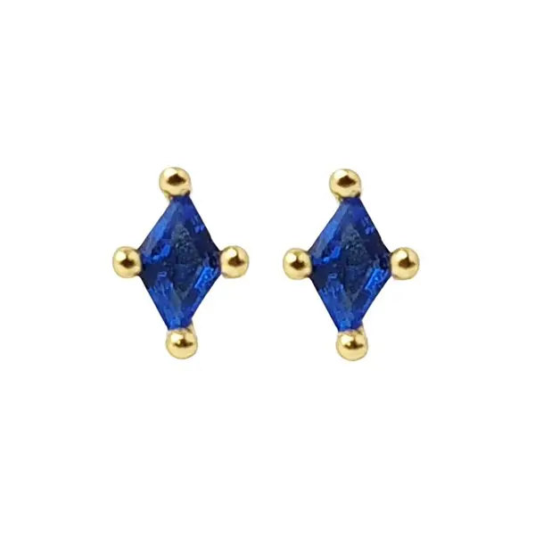 HARFI Tiny Sapphire Stud September Birthstone Earrings - Blue