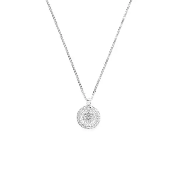 SEVEN SAINTS Sri Yantra Supreme Manifestor All Gender Necklace, White Rhodium - Silver