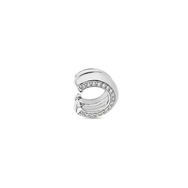 SALLY SKOUFIS Silver / White Luna Alchemy Ear Cuff With Made Cz Diamond Stimulant In Sterling Silver - Silver/white