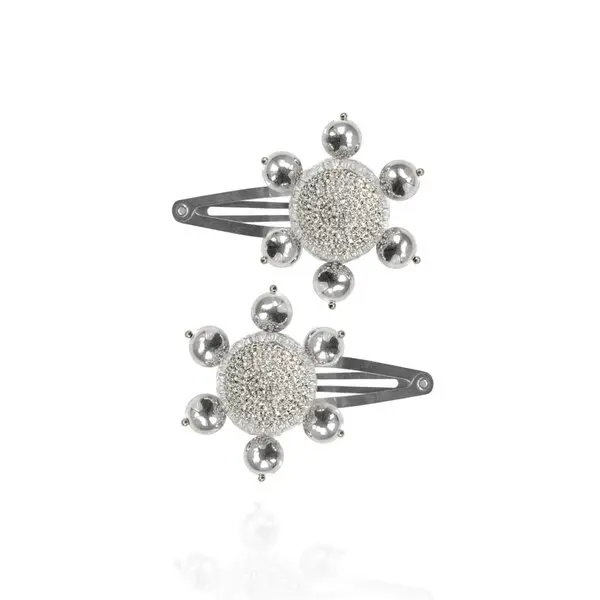 SAULE LABEL Jolie Barrettes In Gloss - Silver