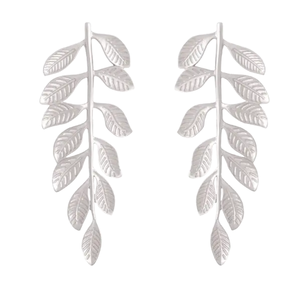 LAVANI JEWELS Leaf Veli Earrings - Silver