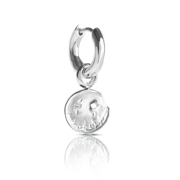 KASUN LONDON Smile Hoop Earrings – March – Aquamarine - Silver