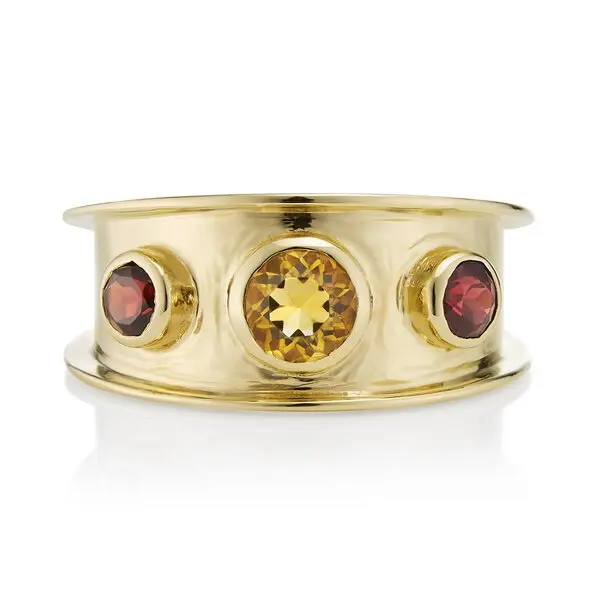 AUGUSTINE JEWELS Red / Orange Orange Citrine & Garnet Gold Statet Ring - Red/orange