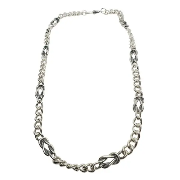 TG-JEWELLERY BY TAMARA GERVASIO Silver / Black ’s Nautical Knot Curb Chain One Of A Kind Sterling Silver - Silver/black