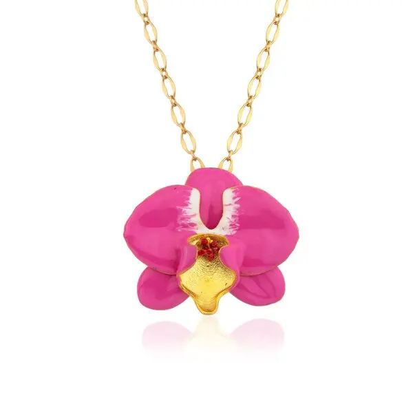 MILOU JEWELRY Fuchsia & White Orchid Flower Necklace - Pink