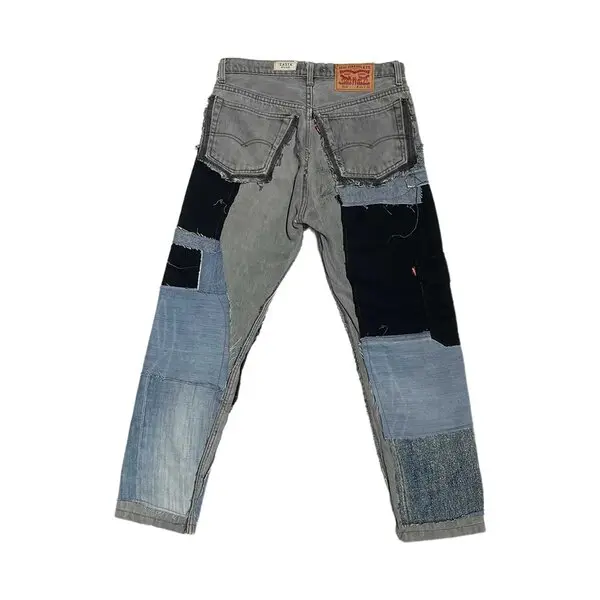ZASTASTUDIO Blue / Black Shred Couture Denim B Deconstructive Denim Jeans - Blue/black