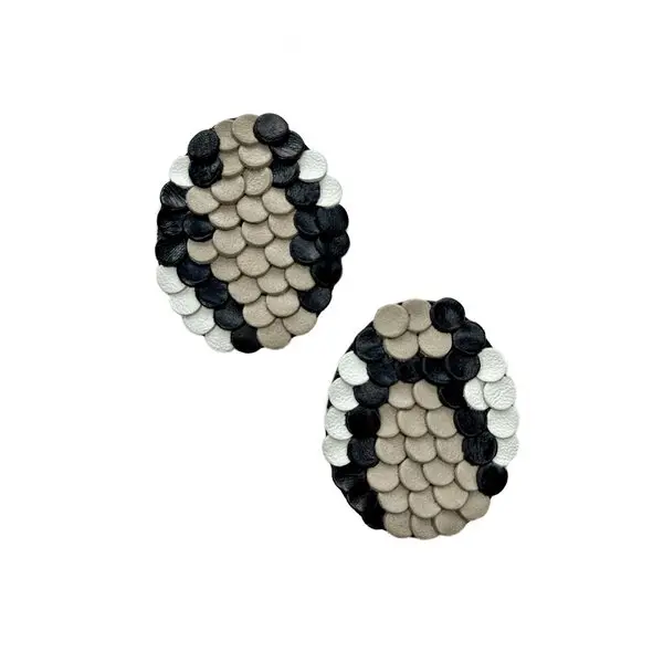 WAIWAI Neutrals Snake Pattern Leather Earrings - Black