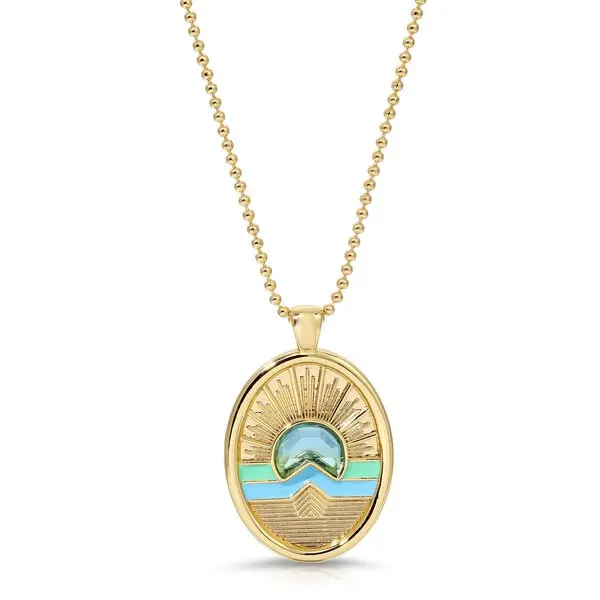 GLAMROCKS JEWELRY Tequila Sunrise Enamel Necklace Sky - Blue