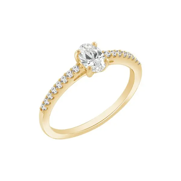 KIERA Lab Grown Diamond Half Carat Center Oval Cut Solitaire Ring With Pave Band - Yellow