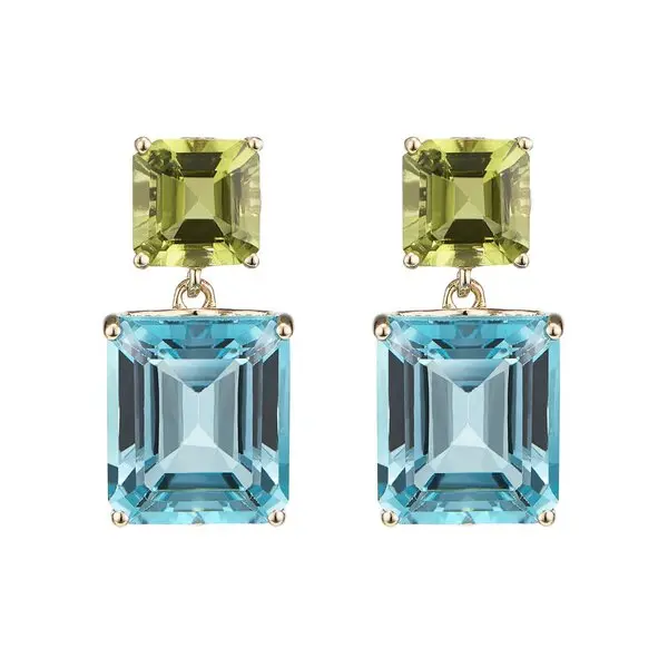 AUGUSTINE JEWELS Peridot & Blue Topaz Octagon Gold Earrings - Blue/yellow
