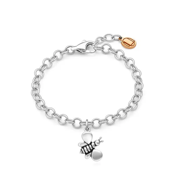 UNALOE S Bee Charm Chain Bracelet In Sterling – Chic Jewelry Trendy Fashion - Silver