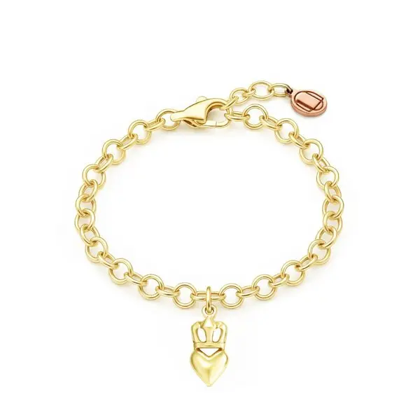 UNALOE S Crown & Heart Chain Bracelet In Vermeil – Chic Fashion Accessory - Gold