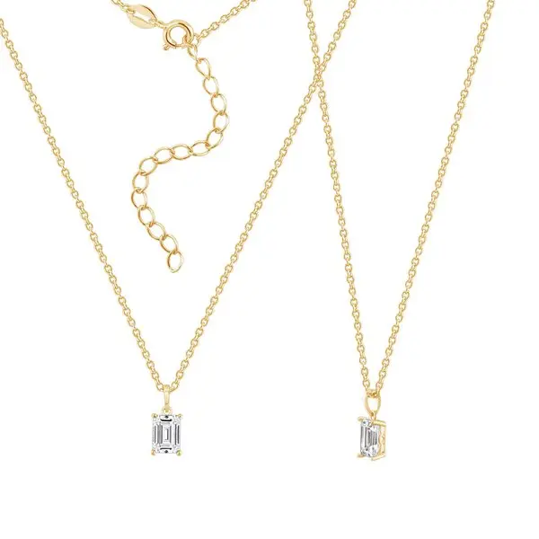 KIERA Lab-grown Diamond One Carat Emerald Solitaire Pendant Necklace - Yellow