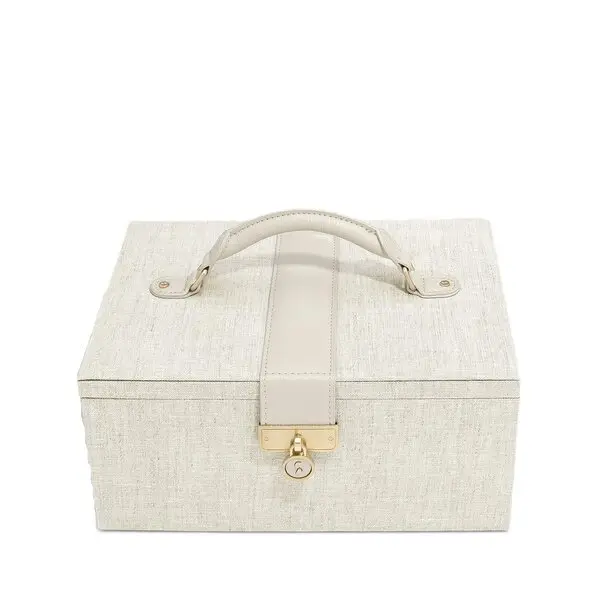 STACKERS Neutrals Linen & Oatmeal Luxury Jewellery Box - Black