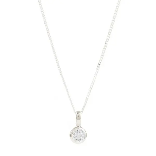 CHARLOTTE'S WEB JEWELLERY April Birthstone Charm Necklace White Topaz - Silver