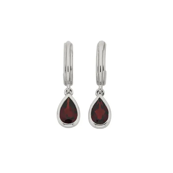 ZOË & MORGAN Silver / Red Ophelia Hoops Silver With Garnet - Silver/red