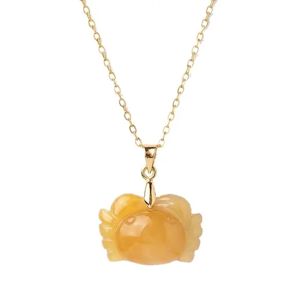 SEREE Zodiac Collection Cancer Jade Stone Necklace - Orange