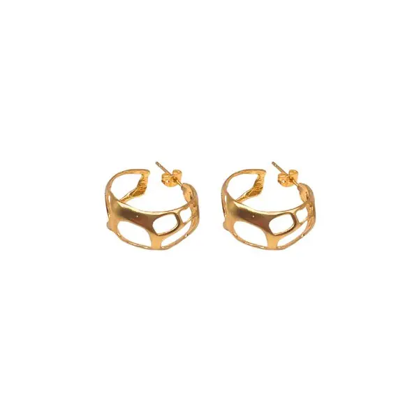 LES REINES En Grid Hoop Earrings 24k Plated - Gold