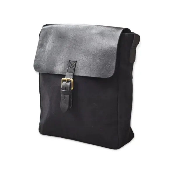 VIDA VIDA Canvas And Leather Cross Body Messenger Bag - Black