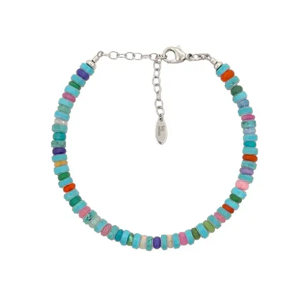 Kris Nations Turquoise & Multicolor Opal Bracelet - Silver