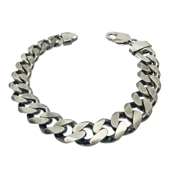 TG-JEWELLERY BY TAMARA GERVASIO Silver / Black ’s Satin & Oxidised Curb Chain Bracelet In Sterling Silver - Silver/black