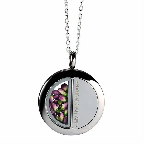 MY LITTLE NATURE Silver / Grey Necklace With Natural Scottish Heather Flowers Florals Ewelry - Silver/grey