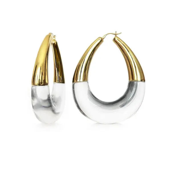 GOLD & HONEY Xl Clear And Chunky Bucket Hoop Earrings - Gold