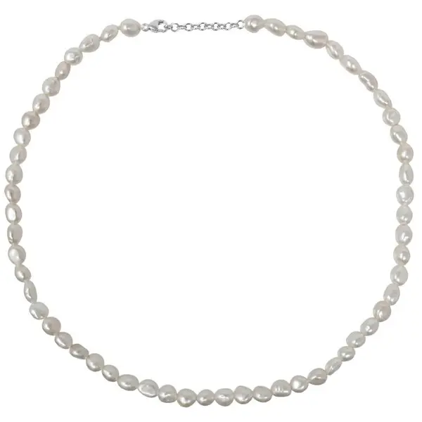 KIRI & BELLE Alyssa Baroque Pearl Adjustable Choker Necklace - Silver