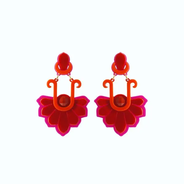 GISSA BICALHO Handmade Acrylic Earring Long Daisy - Pink