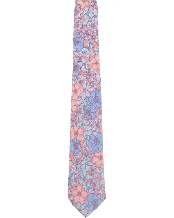 LORDS OF HARLECH Taddeo Dense Floral Merino Tie - Pink