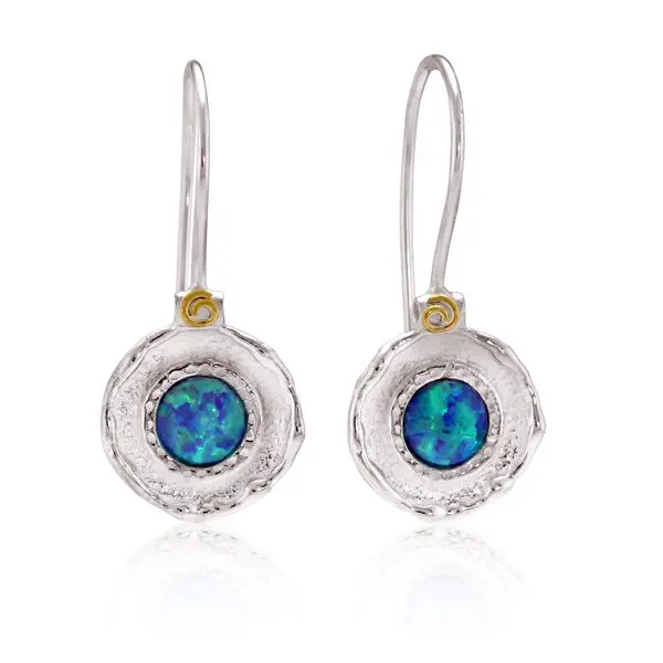 ISLA SILVER Blue / Silver Handmade Blue Fire Opal Drop Earrings - Blue/silver