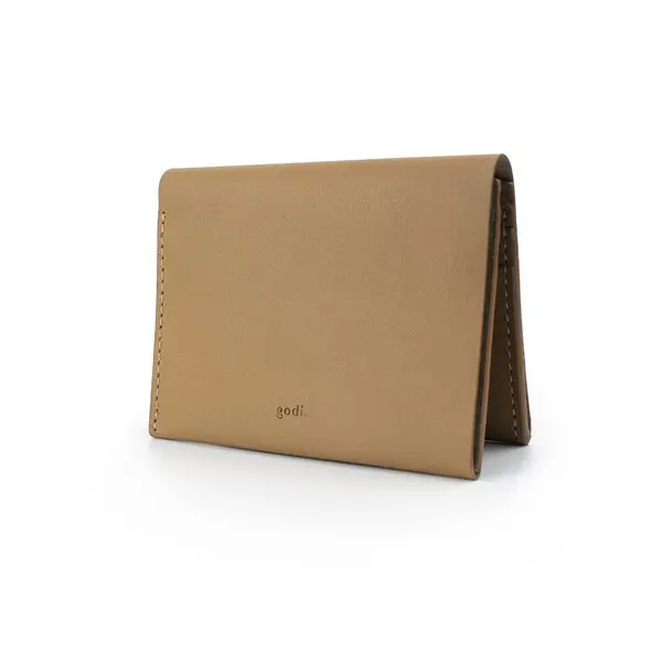 GODI. Neutrals Handmade Bifold Leather Wallet Sand - Black
