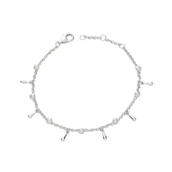 LUCY QUARTERMAINE Solid Sterling Royal Pearl Drop Anklet - Silver