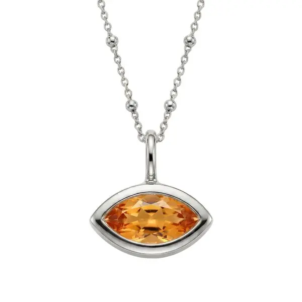 DAINTY LONDON Siren’s Teardrop Citrine Necklace - Silver