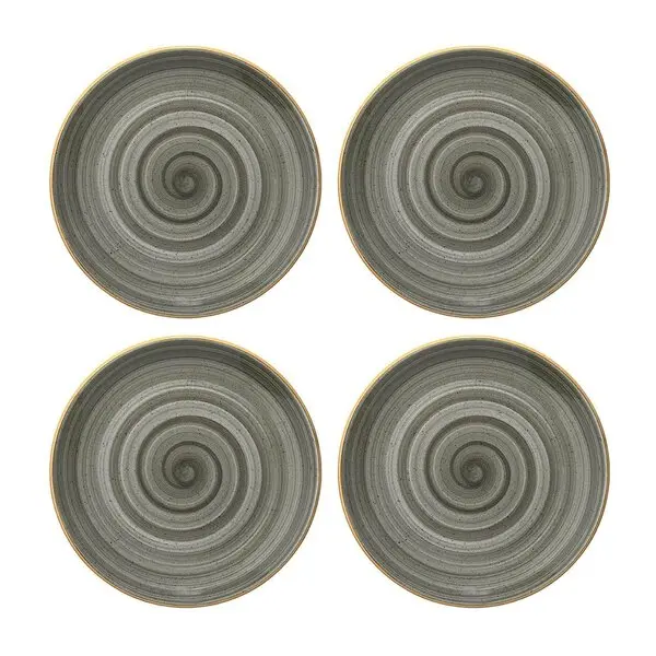 Turgla Home Space Round Porcelain Plate Set Of Four - Grey