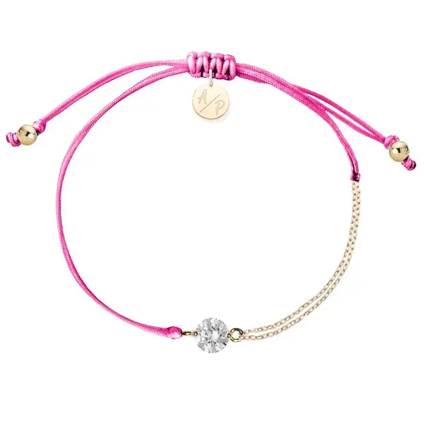 ADRIANA PAPPAS DESIGNS Cz Solitaire Bracelet On Colored Cord Hot - Pink