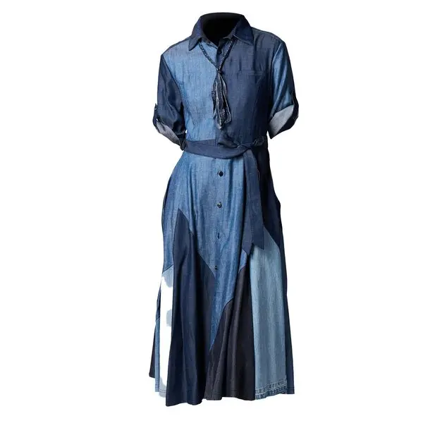 STORY WEAR Long Dress With Front Buttons - Blue