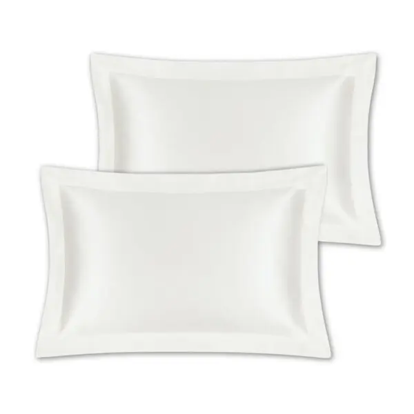 HI SILK Standard Uk Mulberry Silk Oxford Pillowcase Set Of Two - White